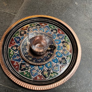 Handmade Copper Tea Serving Set for 2 Person, Hand Painted Varnished ...