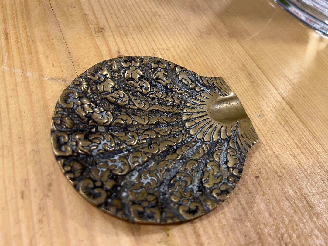 Antique Marine Style Home Decor, Vintage Seashell Design Ashtray, Brass ...