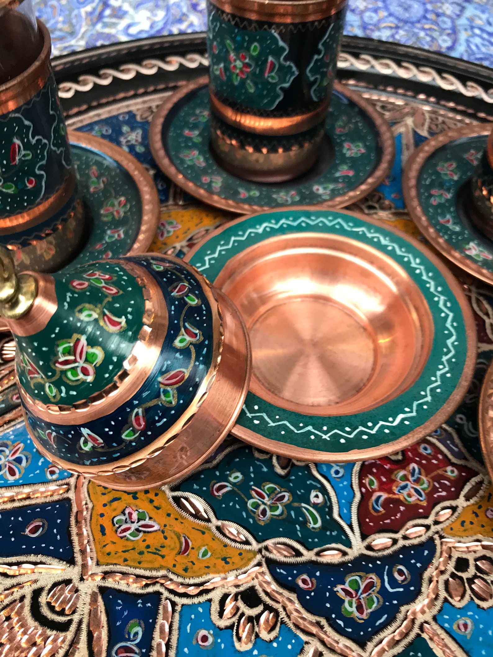 Unique Turkish Tea Set For 6 Person Hand Painted and | Etsy