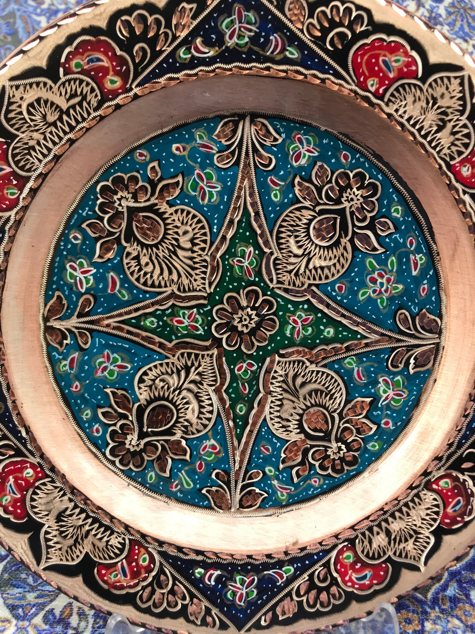 Hand Painted Copper Tray, Copper Plate Wall Hanging, Kitchen Decor ...