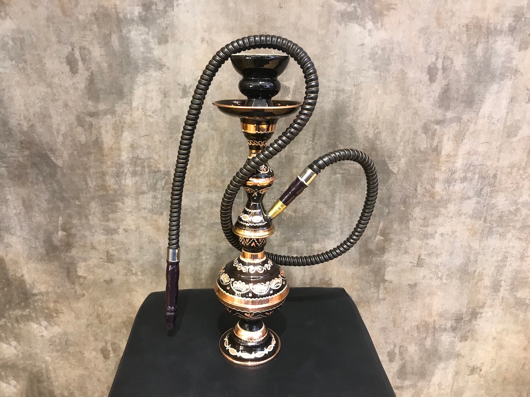 Premium Black Hookah Set, Carved Copper Hookah, Handmade Engraved ...