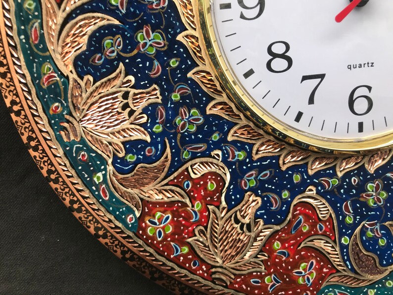 Contemporary Wall Decor, Kitchen Copper Clock Metal, Wall Hanging Art ...