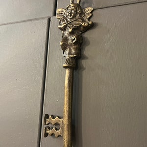 Antique Metal Key, Old Brass Key With Little Angel Design, Decorative ...