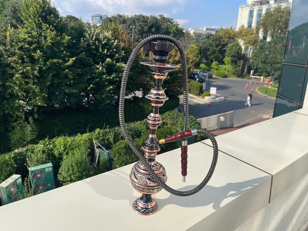 Premium Large Hand Carved Hookah Set, Black Copper Hookah, Handmade ...