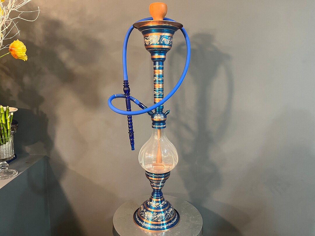 Extra Large Enjoy Design Blue Carved Handmade Hookah Set, Luxury Design ...
