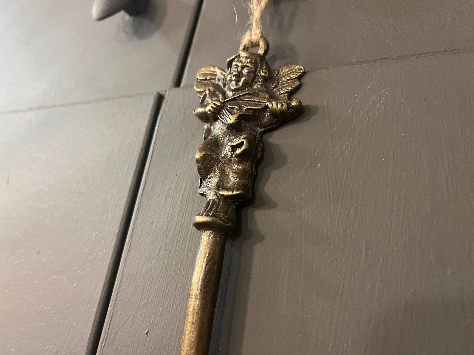 Antique Metal Key, Old Brass Key With Little Angel Design, Decorative ...