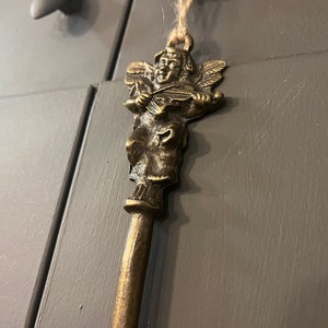 Antique Metal Key, Old Brass Key With Little Angel Design, Decorative ...