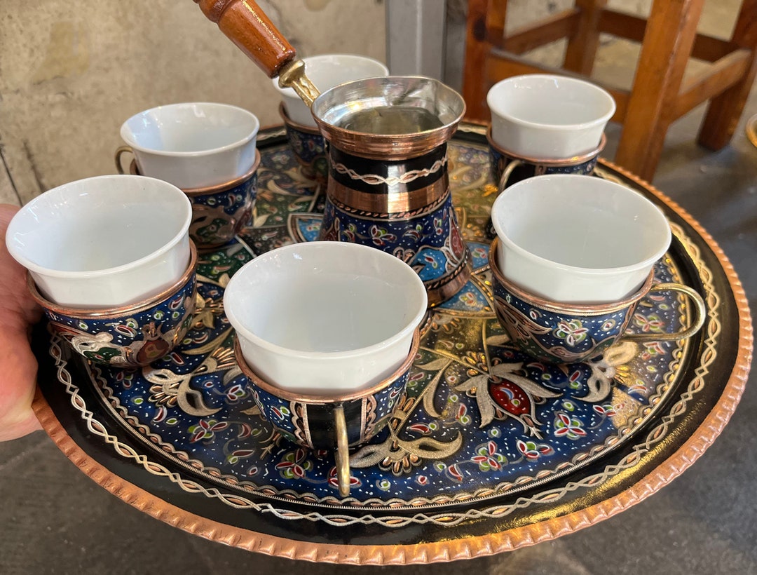 Hand Carved Gift for Coffee Lovers, Premium Copper and Ceramic Espresso ...