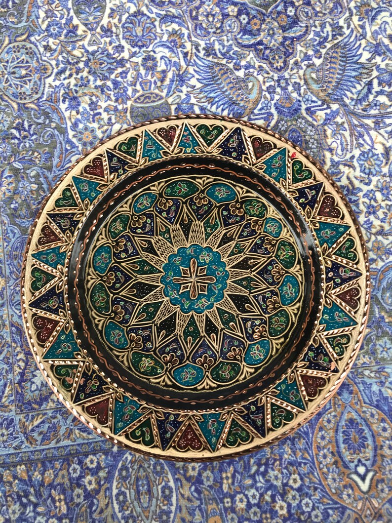Handmade Wall Decor Bedroom Copper Plate Turkish Tray | Etsy