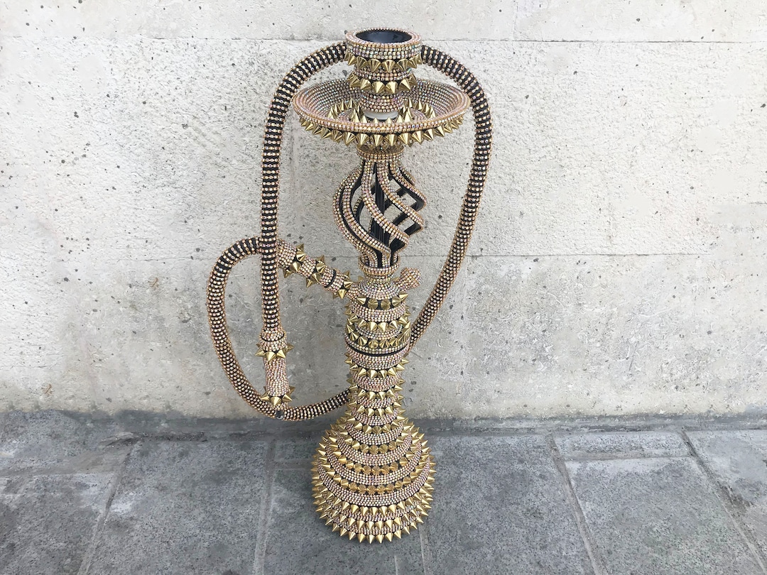 Full Handmade Shining Gold Luxury Hookah Set, Unique Gold Spikes and ...