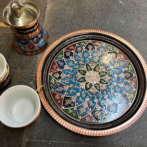 Handmade Coffee Making Set for 2 Person, Hand Painted Copper Coffee ...