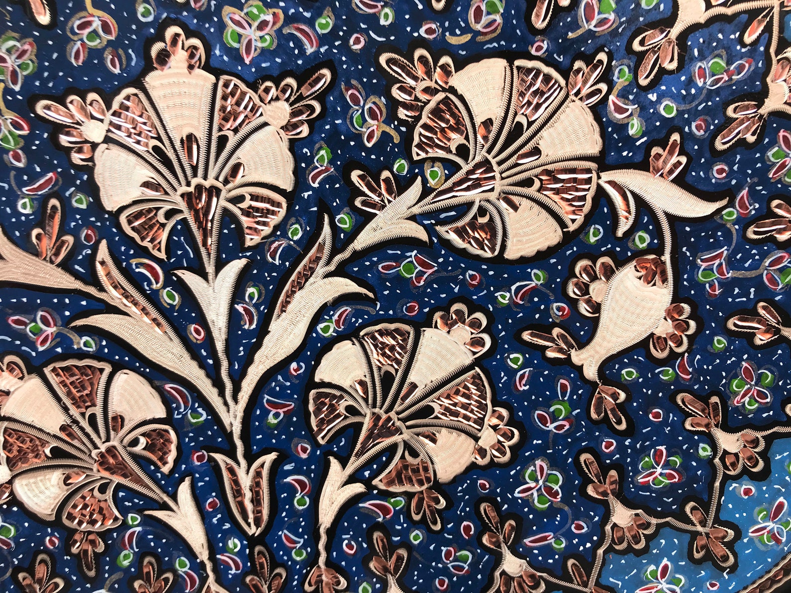 Hand Carved Clove Design Blue Service Tray With Handles - Etsy