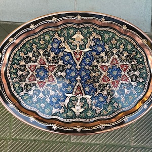45 Cm \ 18 Inc Metal Breakfast Tray, Hand Painted and Carved Design ...