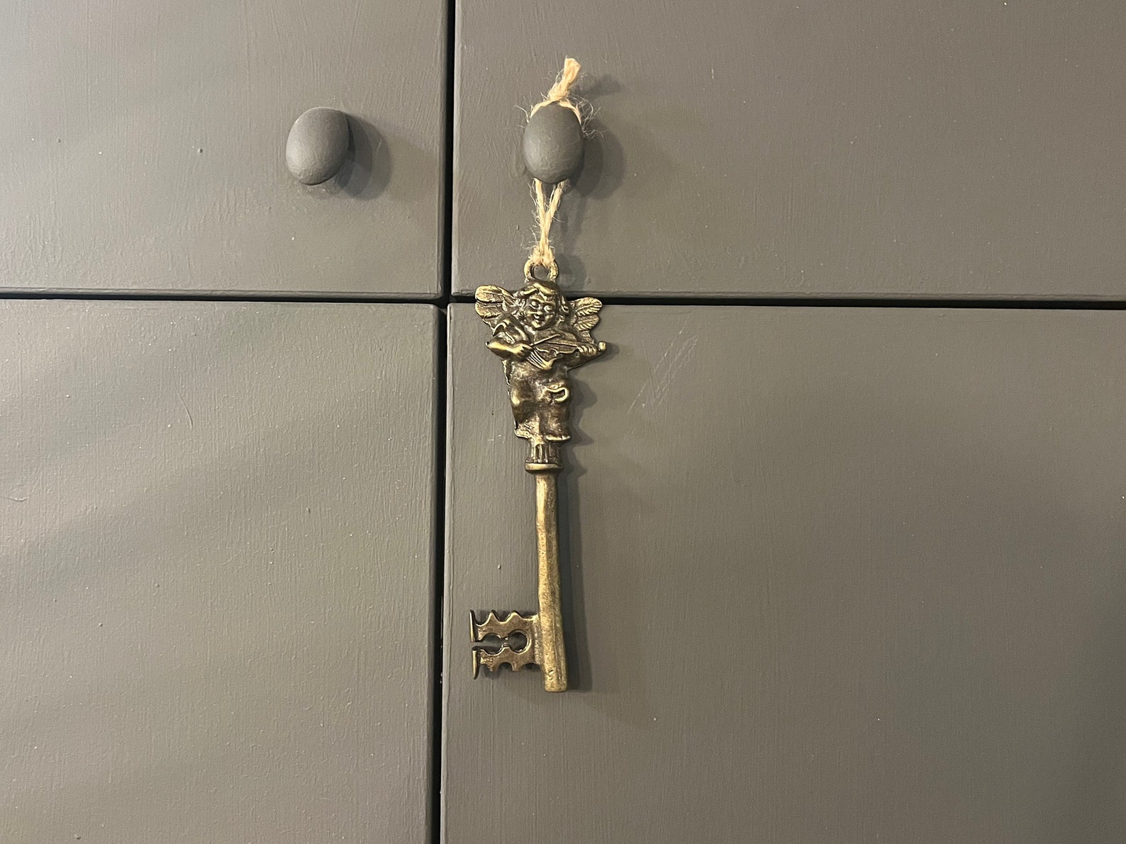 Antique Metal Key, Old Brass Key With Little Angel Design, Decorative ...