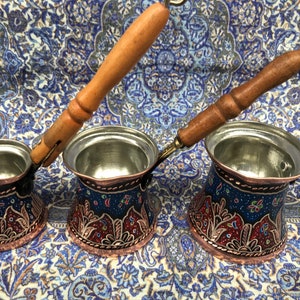 Turkish Coffee Pot Triple Set Hand Painted and Engraved - Etsy
