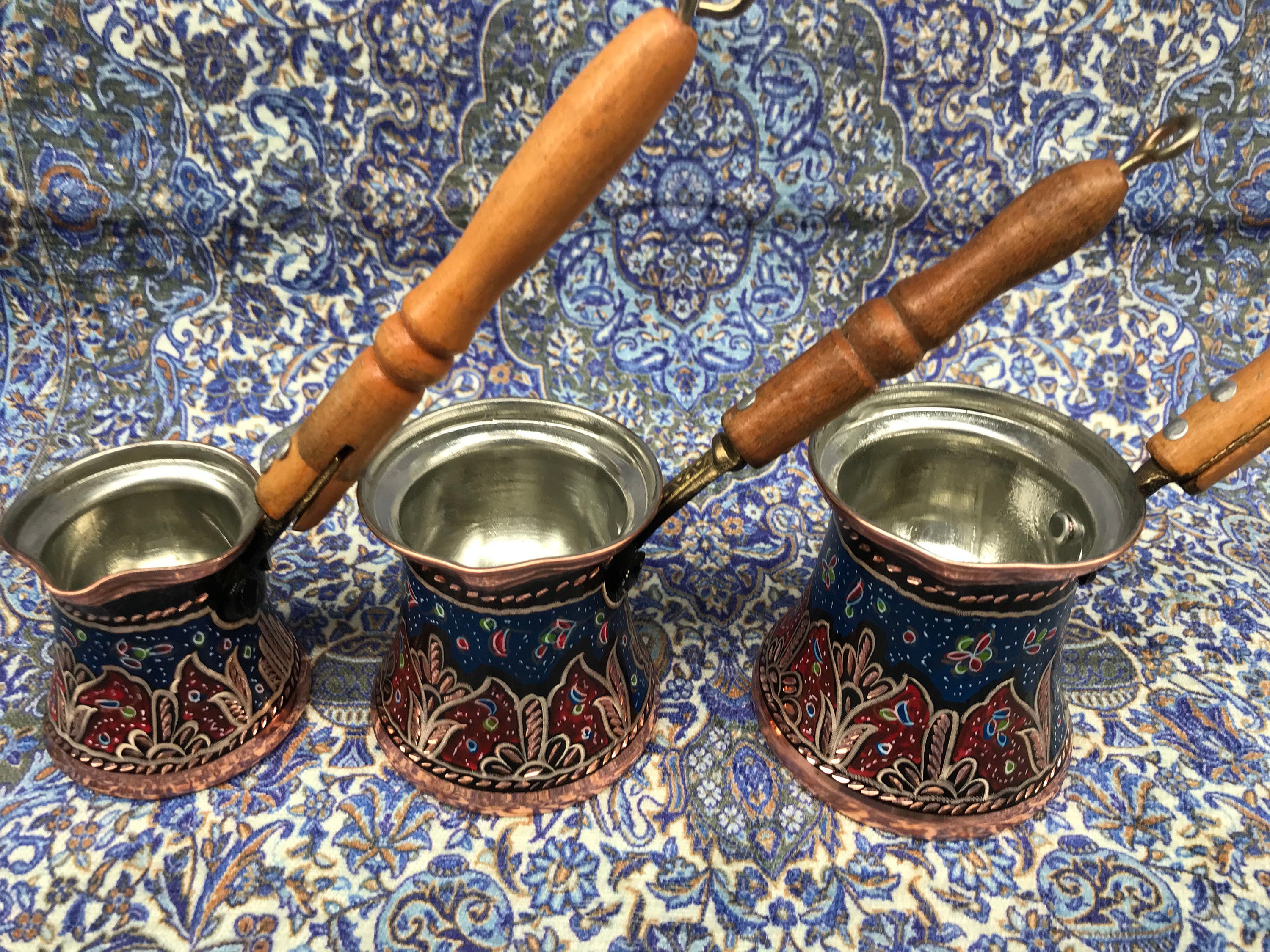 Turkish Coffee Pot Triple Set Hand Painted and Engraved - Etsy