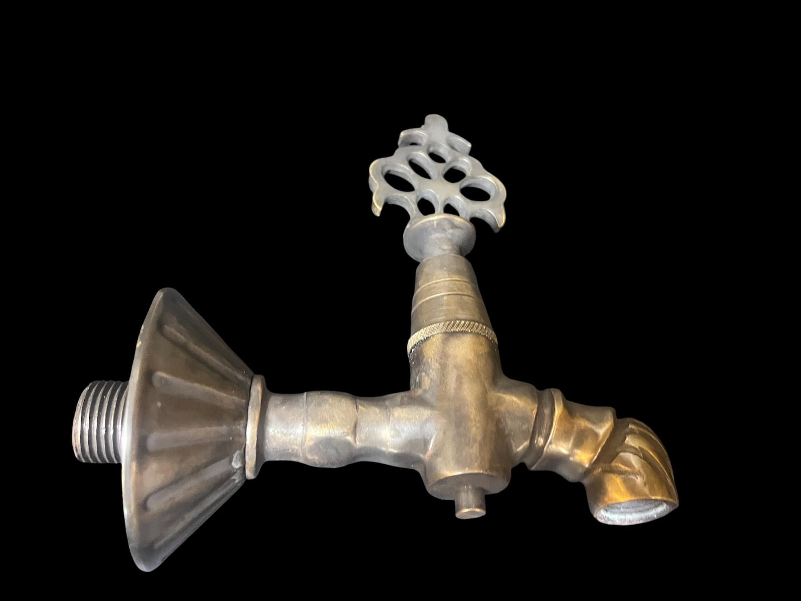 Solid Brass Wall Faucet, Ottoman Tulip Motif Spigot, Heavy Cast Garden ...