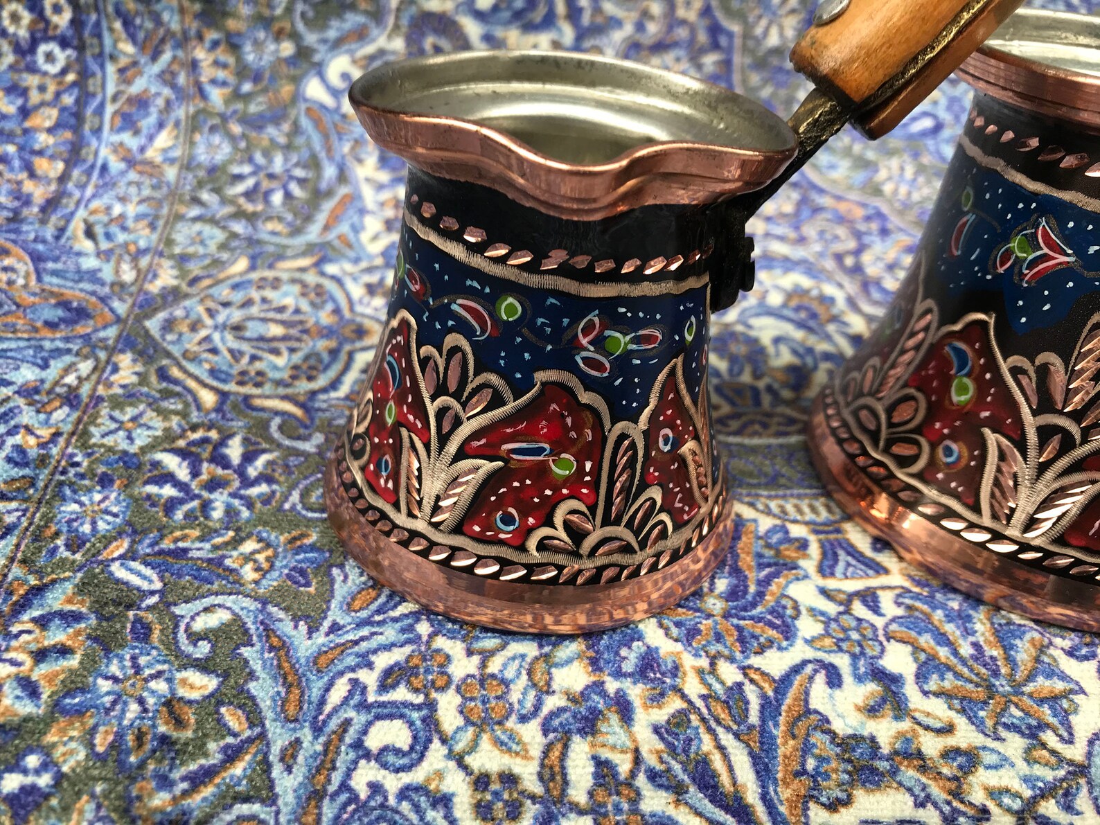 Turkish Coffee Pot Triple Set Hand Painted and Engraved | Etsy