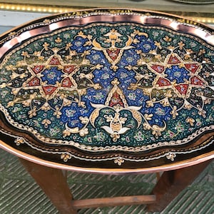 45 Cm \ 18 Inc Metal Breakfast Tray, Hand Painted and Carved Design ...
