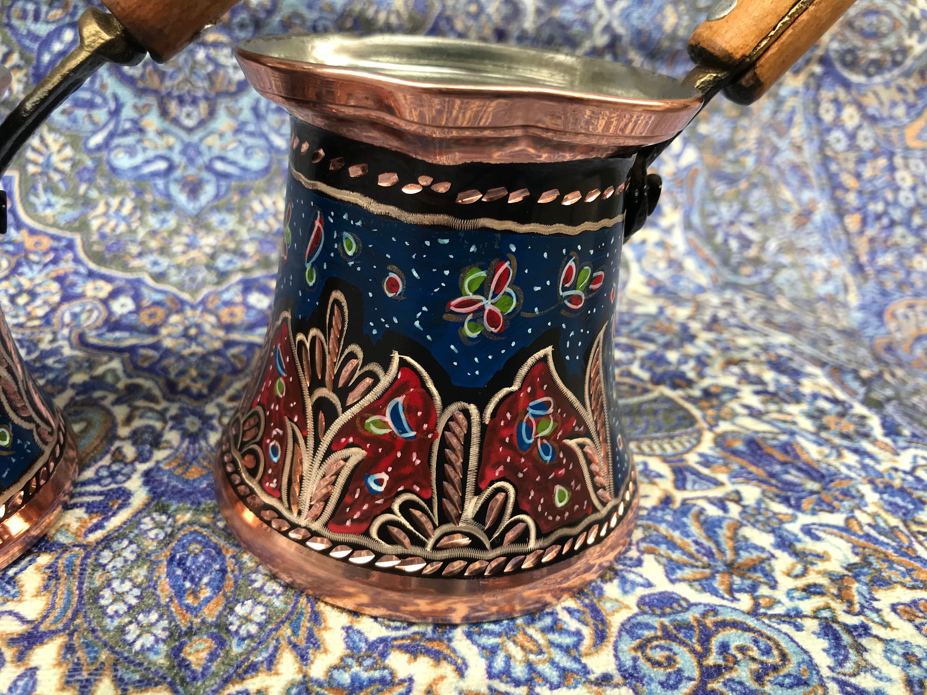 Turkish Coffee Pot Triple Set Hand Painted and Engraved - Etsy
