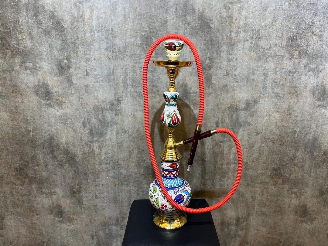 Handmade Large Tulip Design Ceramic Hookah Set, Ethnic Turkish Ceramic ...