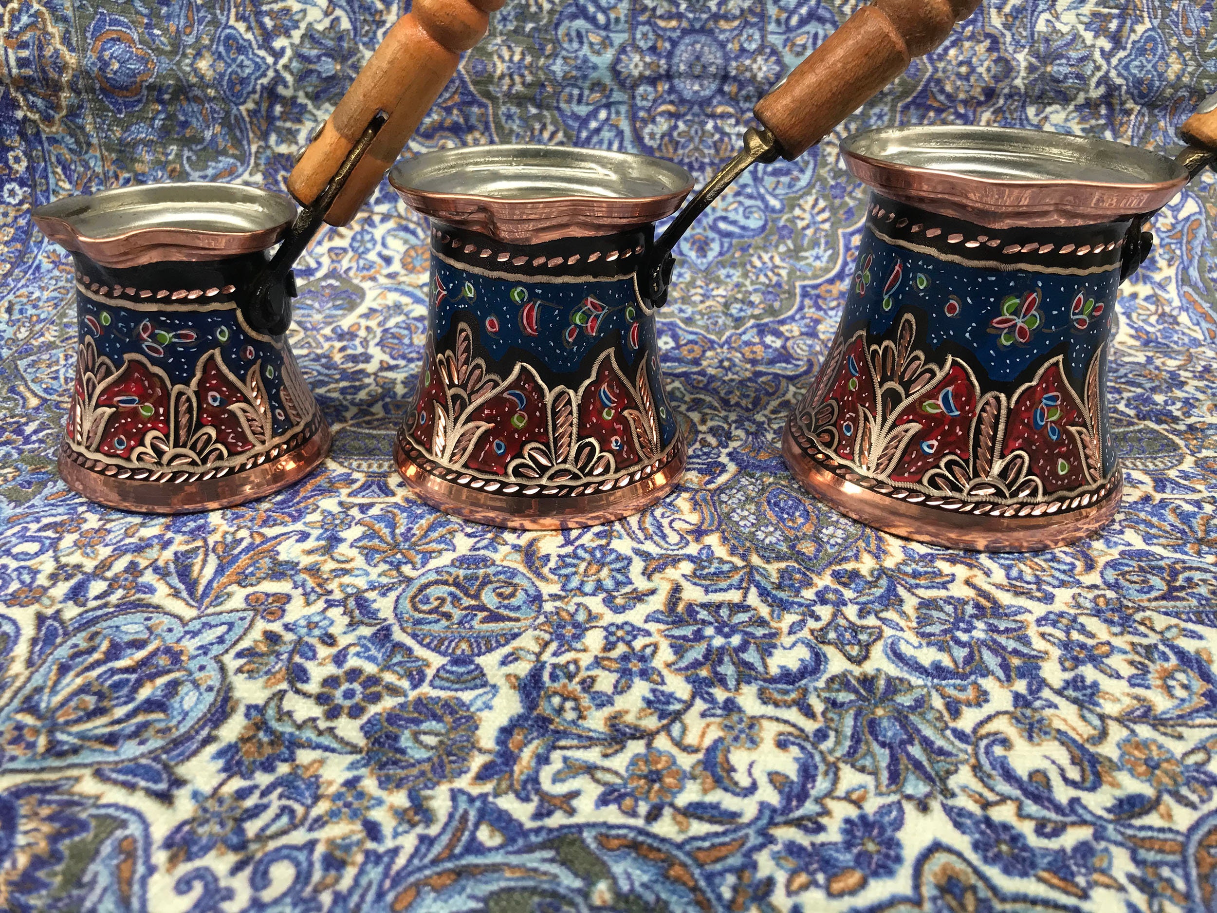 Turkish Coffee Pot Triple Set Hand Painted and Engraved - Etsy