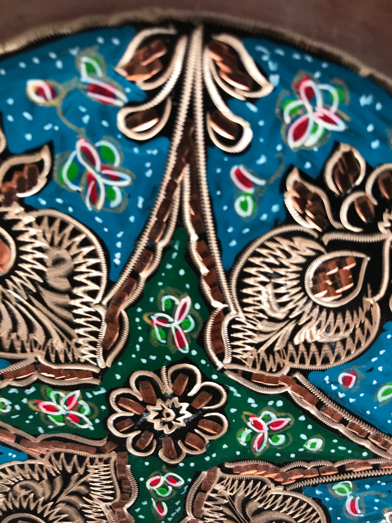 Hand Painted Copper Tray, Copper Plate Wall Hanging, Kitchen Decor ...