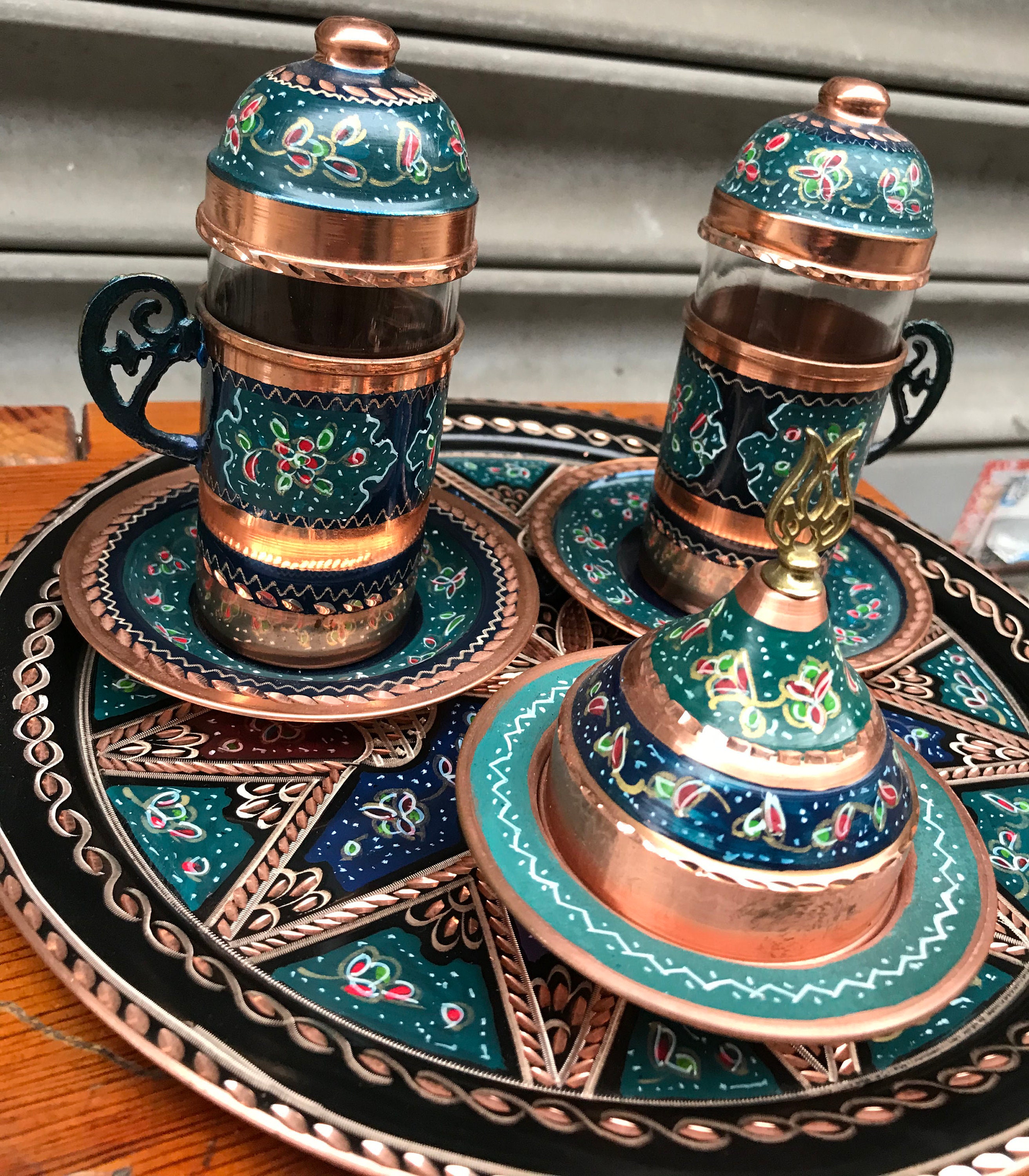 Handmade Copper Tea Serving Set for 2 Person Hand Painted - Etsy