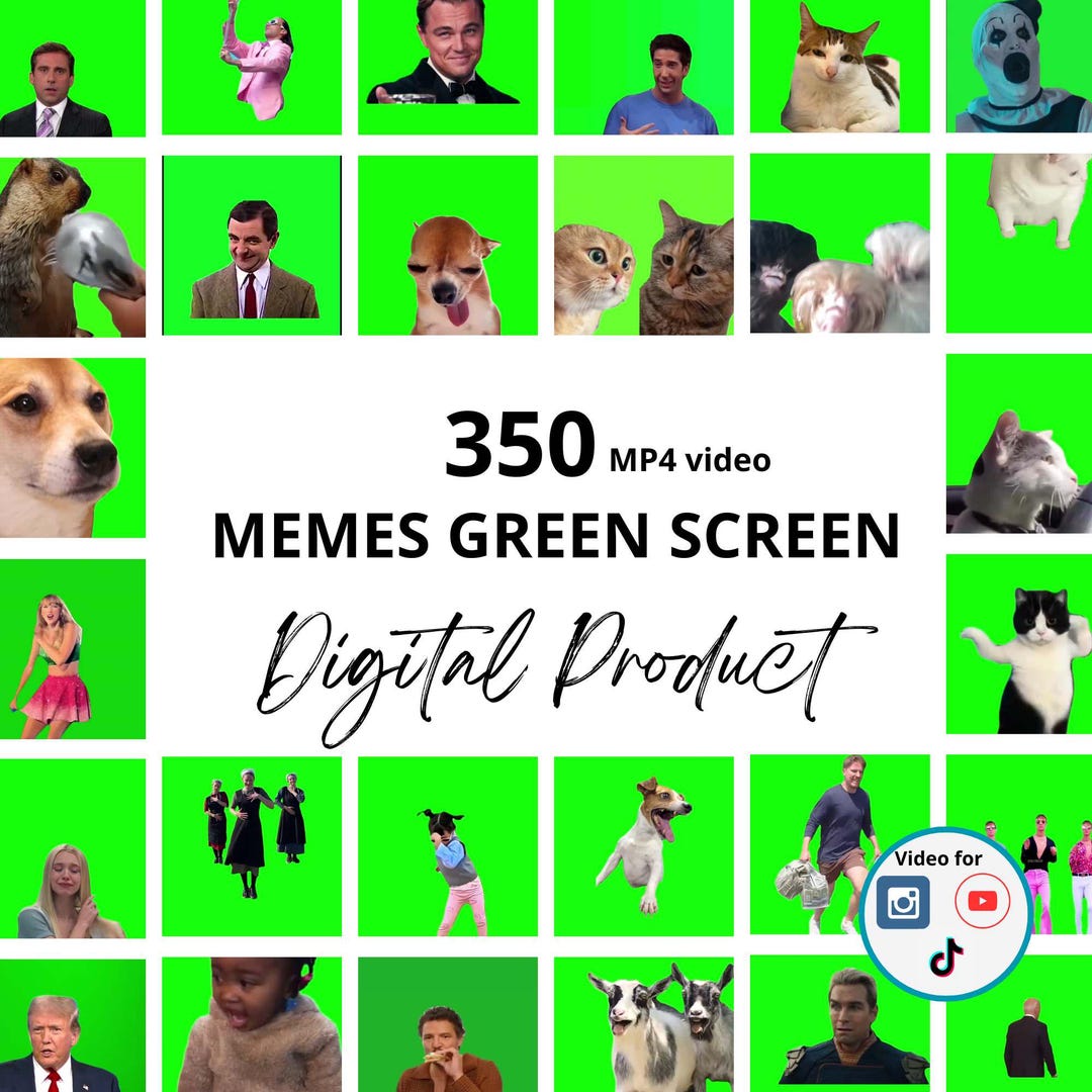 350 Meme Emote Pack Green Screen, Meme Bundle Video Green Background ...