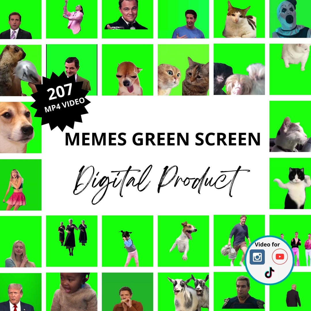 207 Meme Emote Pack Green Screen, Meme Bundle Video Green Background ...