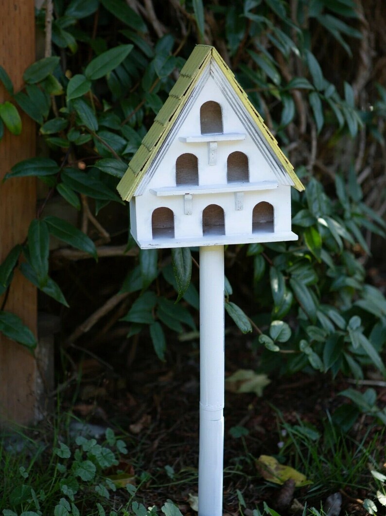 Multi Hole Wooden Birdhouse Cottage Three story Bird House - Etsy