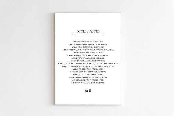 Ecclesiastes 3:1-8 Holy Bible Quote for Everything There | Etsy
