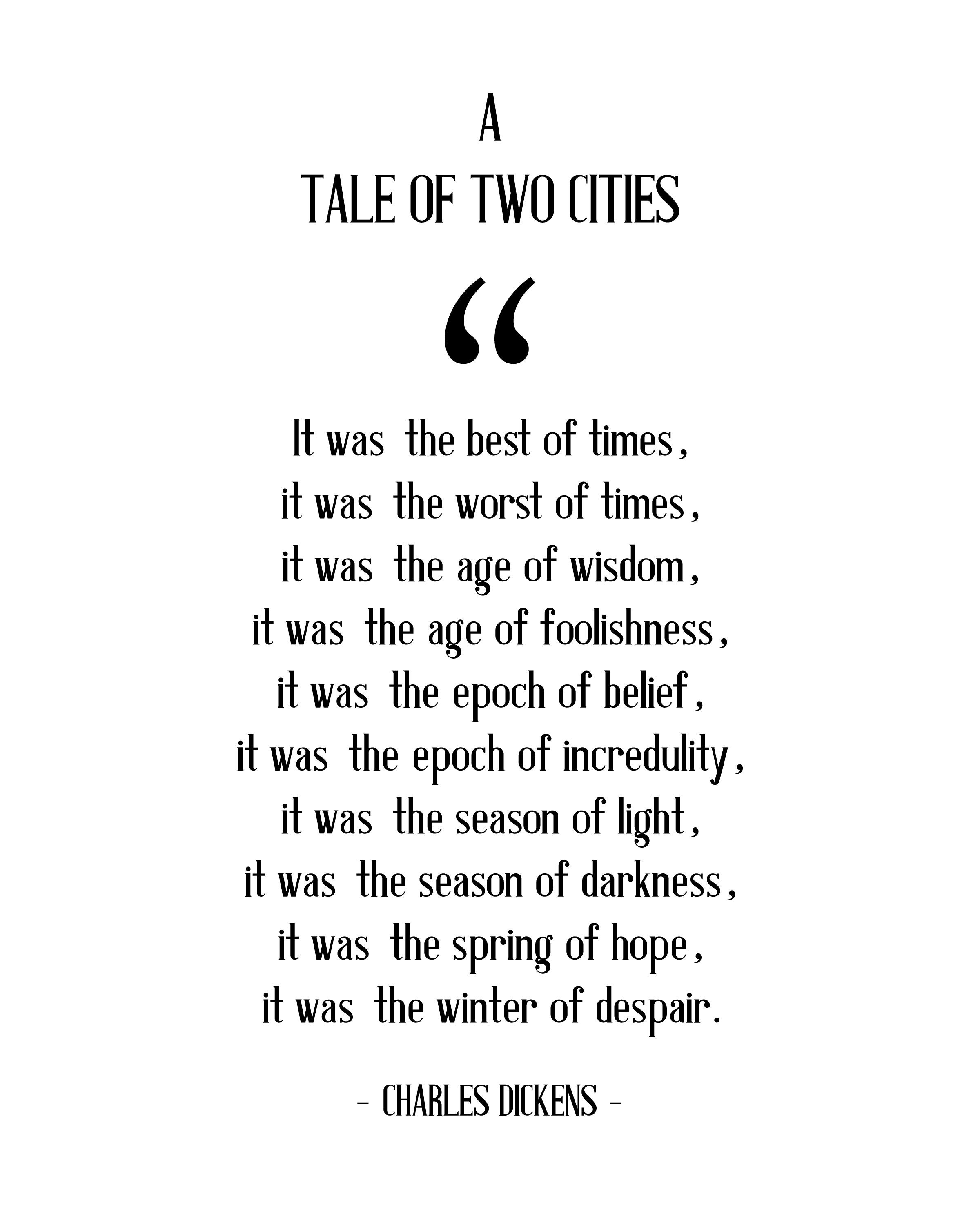 Charles Dickens Quote | A Tale of Two Cities | Printable Wall Art ...