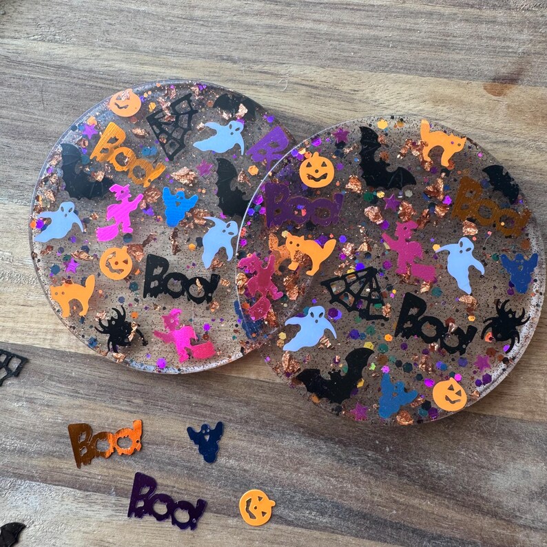 Halloween Coasters, Cute Spooky Halloween Coaster, Holiday Home Decor ...