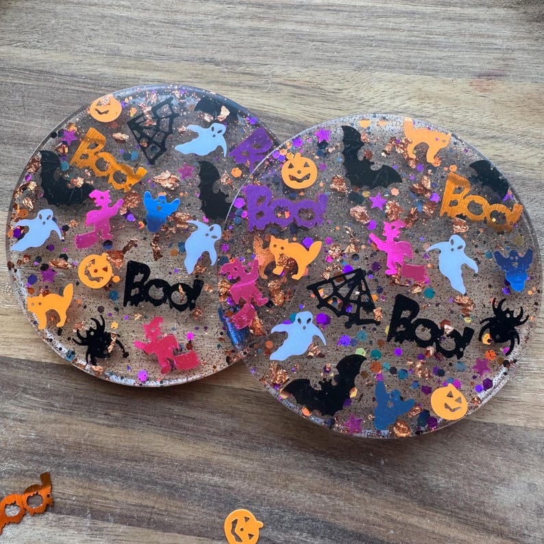 Halloween Coasters, Cute Spooky Halloween Coaster, Holiday Home Decor ...