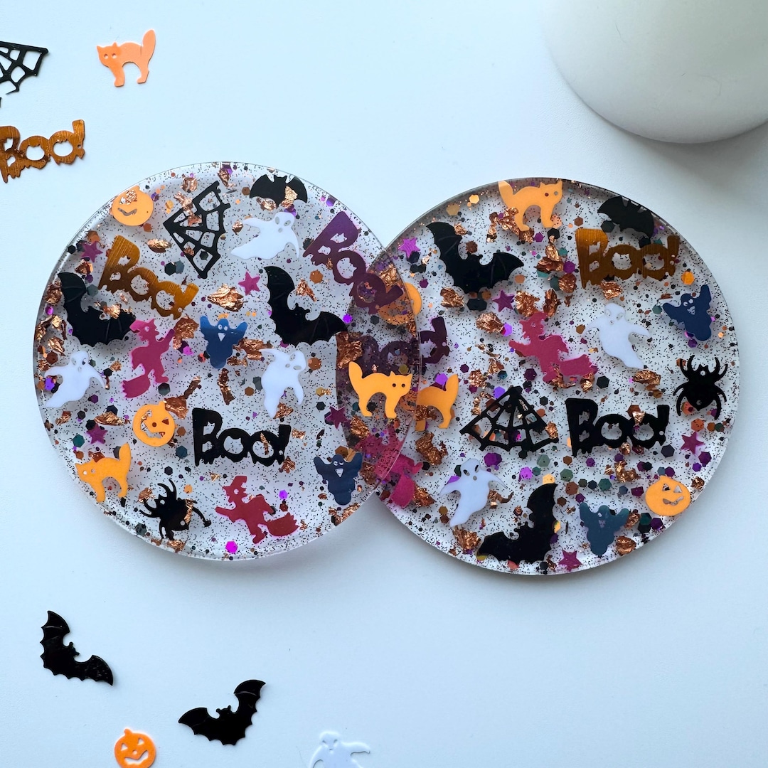 Halloween Coasters, Cute Spooky Halloween Coaster, Holiday Home Decor ...