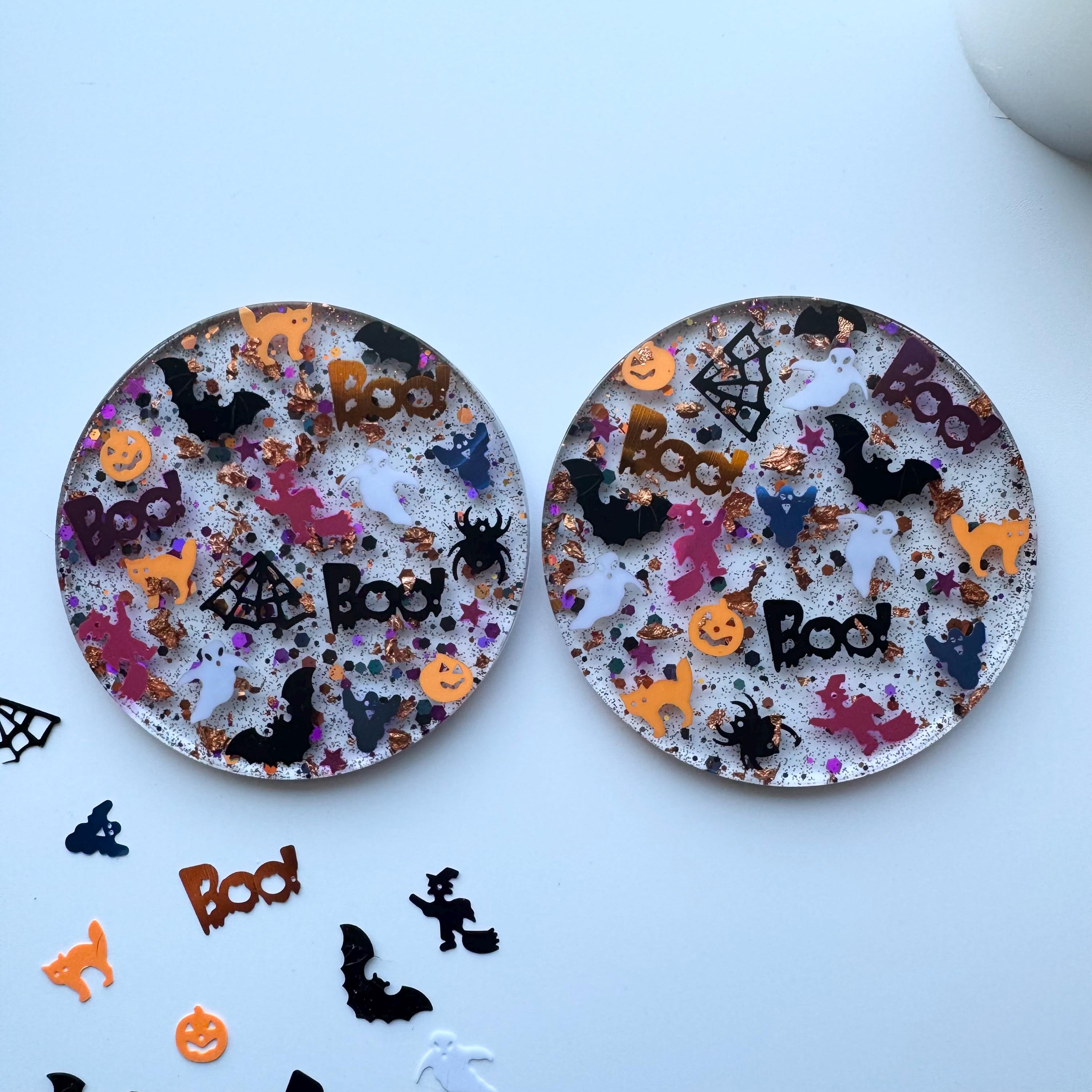 Halloween Coasters, Cute Spooky Halloween Coaster, Holiday Home Decor ...