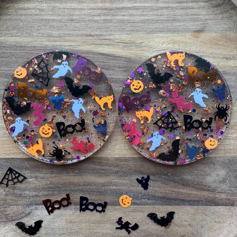 Halloween Coasters, Cute Spooky Halloween Coaster, Holiday Home Decor ...