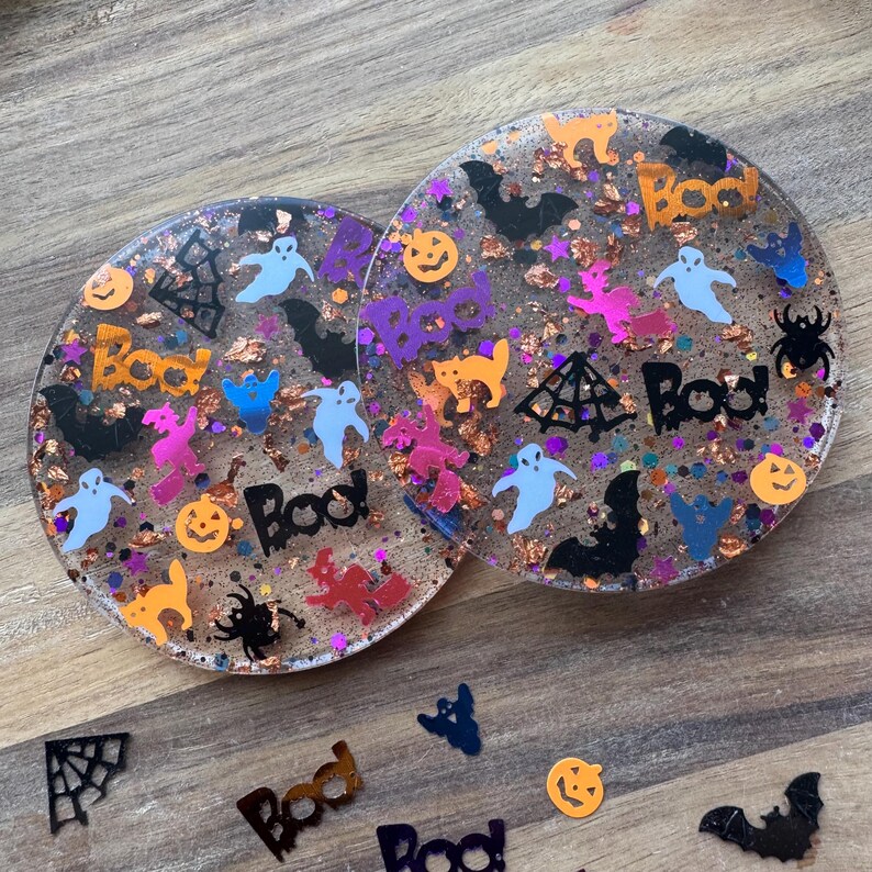 Halloween Coasters, Cute Spooky Halloween Coaster, Holiday Home Decor ...