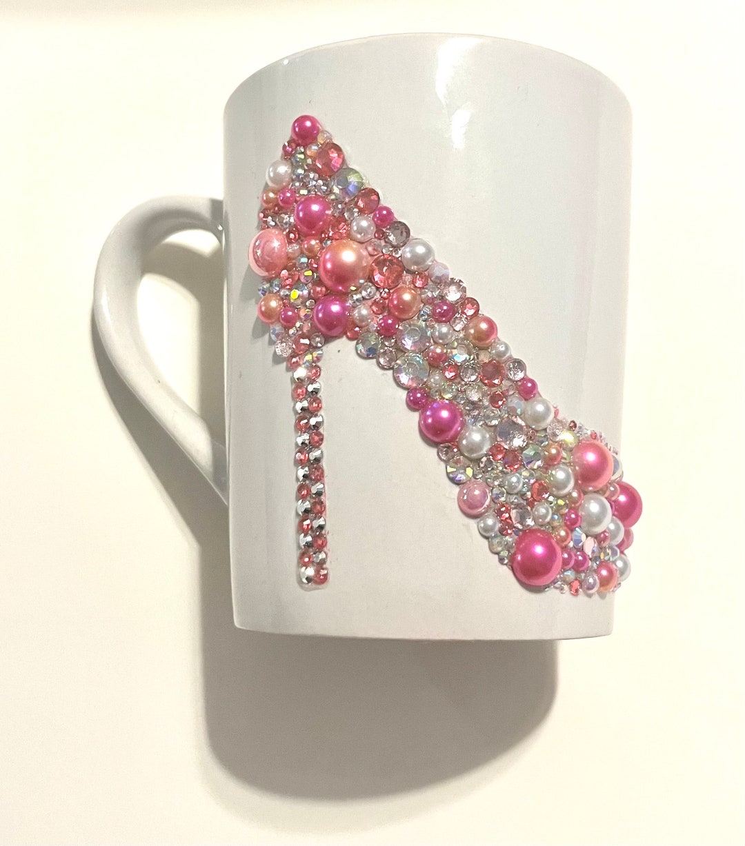 Pink Pearl Stiletto Ceramic Mug: Bedazzled Glam Coffee Lover Gift - Etsy