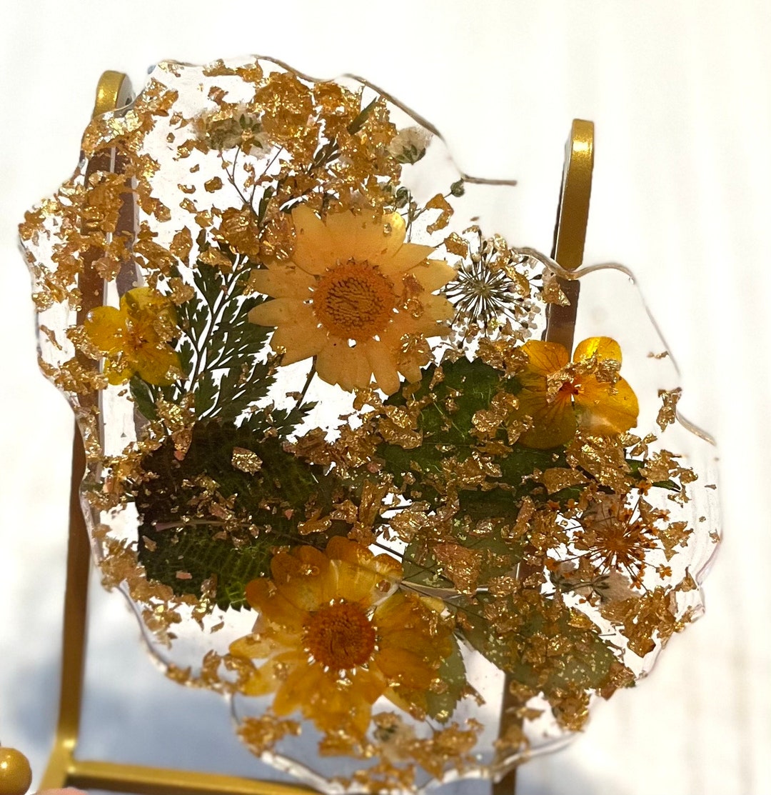 Orange Floral Business Card Holder, Resin Business Card Holder, Resin ...