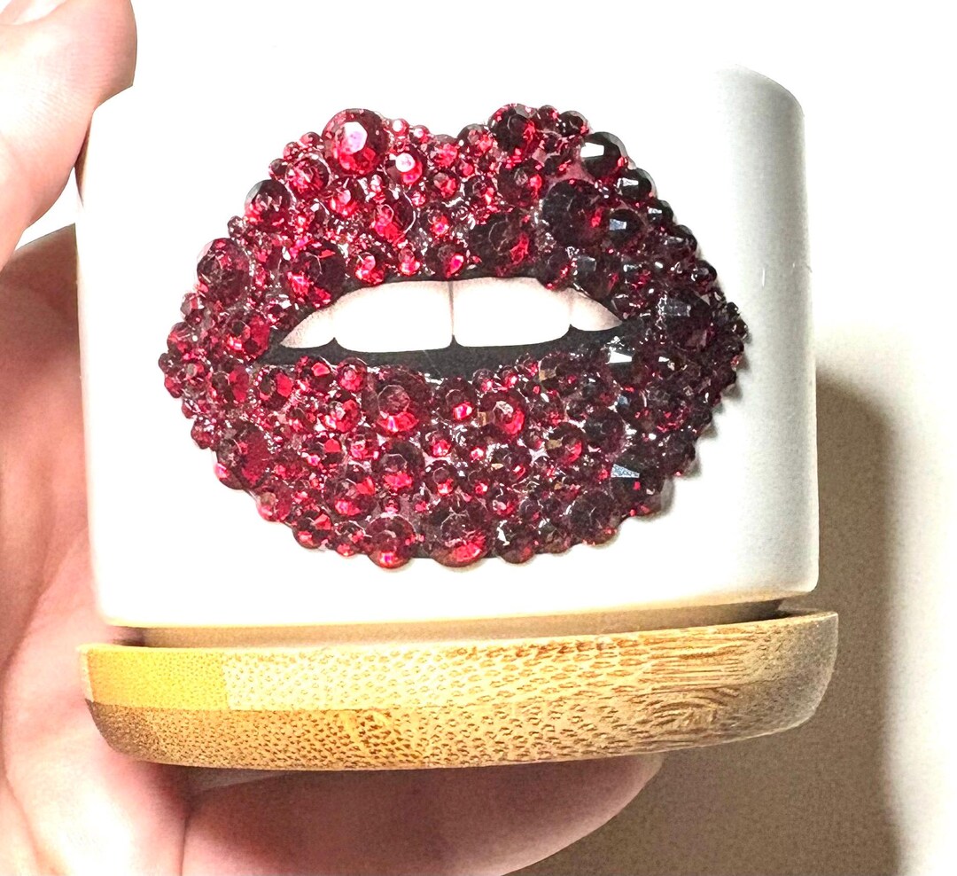 Rhinestone Red Lips Planter: Bling Ceramic Succulent Pot - Etsy