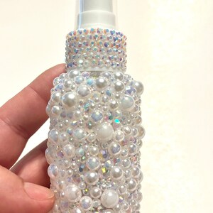 White Pearl Spray Bottle, Bedazzled Spray Bottle, - Etsy