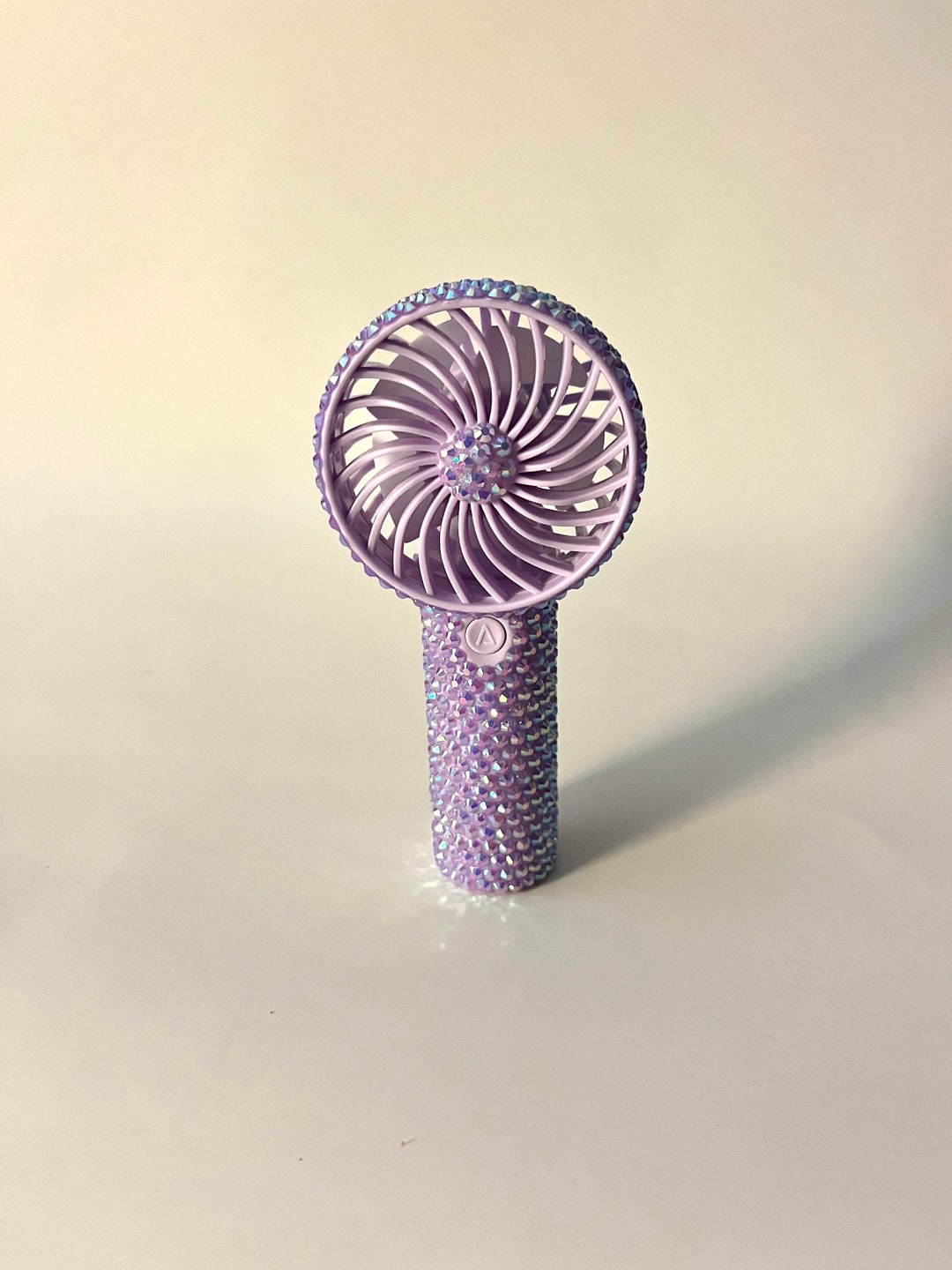 Purple Bedazzled Fan, Rechargeable Handheld Fan, Bling Personal Fan ...