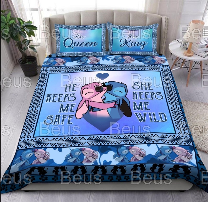 Stitch And Angel Bedding Set And Pillowcase Gift Idea For | Etsy Stitch And Angel Bedding Set And Pillowcase Gift Idea For | Etsy