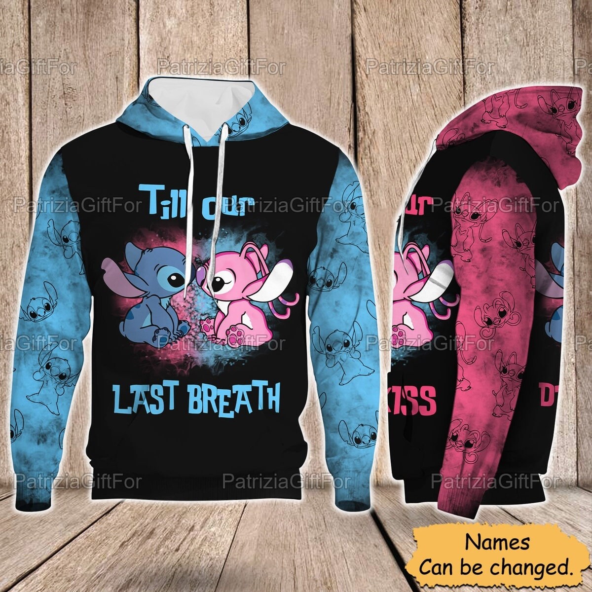 Personalized Stitch And Angel Couple Hoodie, Stitch And Angel Hoodies