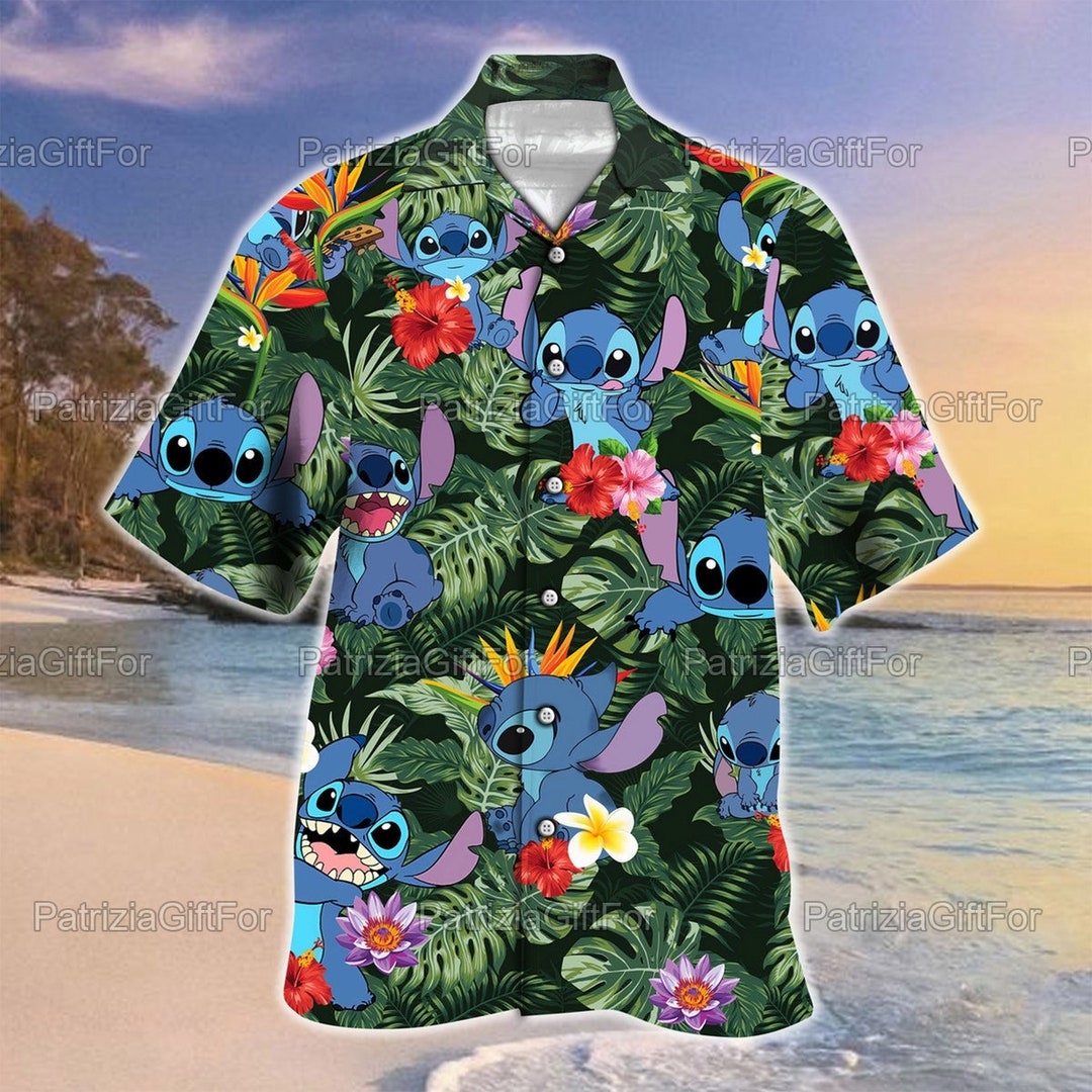 Stitch Hawaiian Shirt Funny Stitch Beach Shirt Stitch Summer - Etsy