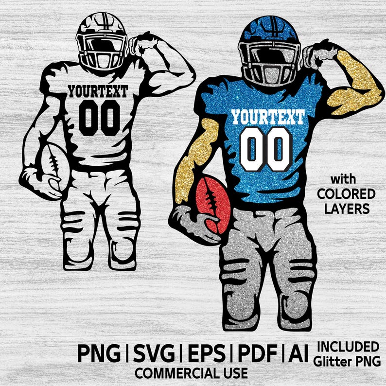 Customized Football Player Svg Custom Football Player Svg Football ...