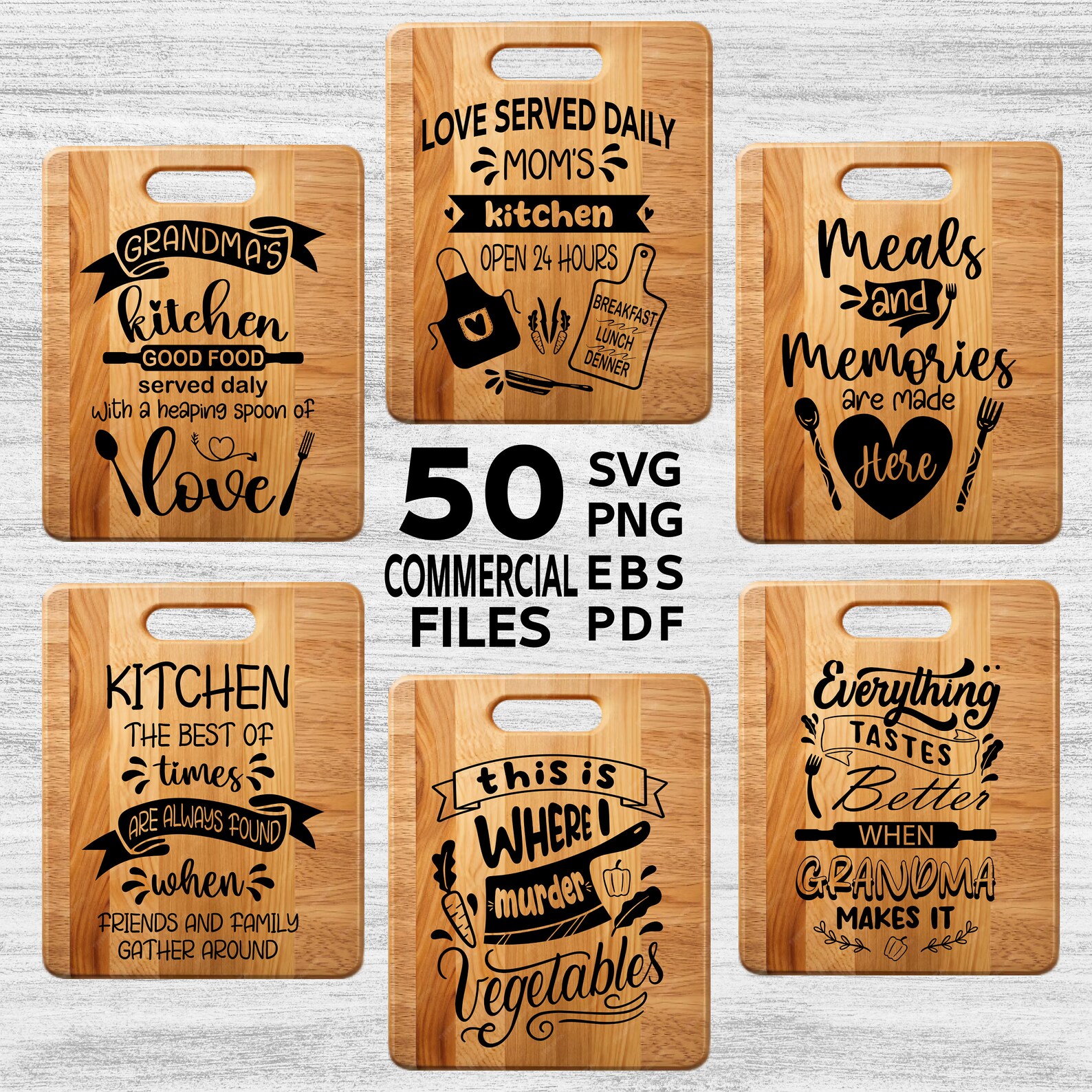 Cutting Board Svg Bundle, 50 Kitchen Board Svg Bundle, Kitchen Quotes ...