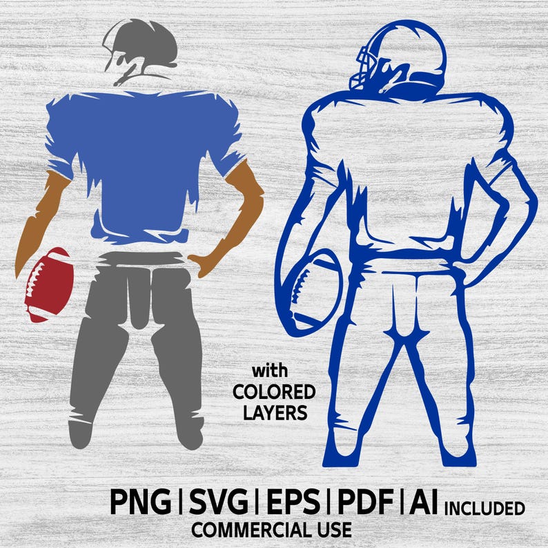 Custom Football Player SVG , Customized Football SVG Colored Layers ...